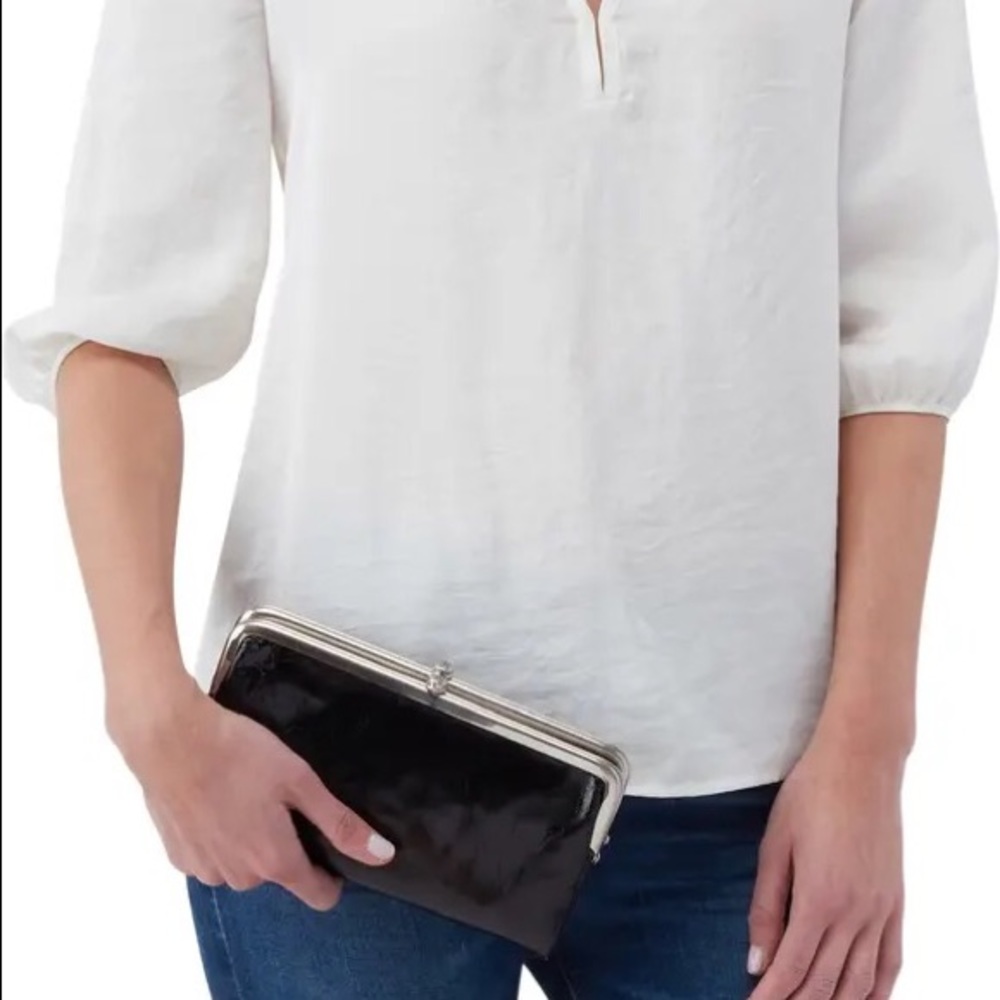 Hobo 'Lauren' Leather Double Frame Clutch - Gem